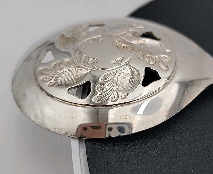 Vtg Crystal Cranberry Set w/ Sheffield Silver Plated Slotted Spoon ...