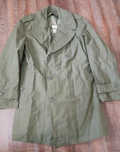 VINTAGE US Army OG 107 Trench Coat, Overcoat, Sateen Small-Regular w ...