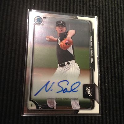2015 BOWMAN CHROME NOLAN SANBURN *PROSPECT BASE AUTO* CHICAGO WHITE SOX ...