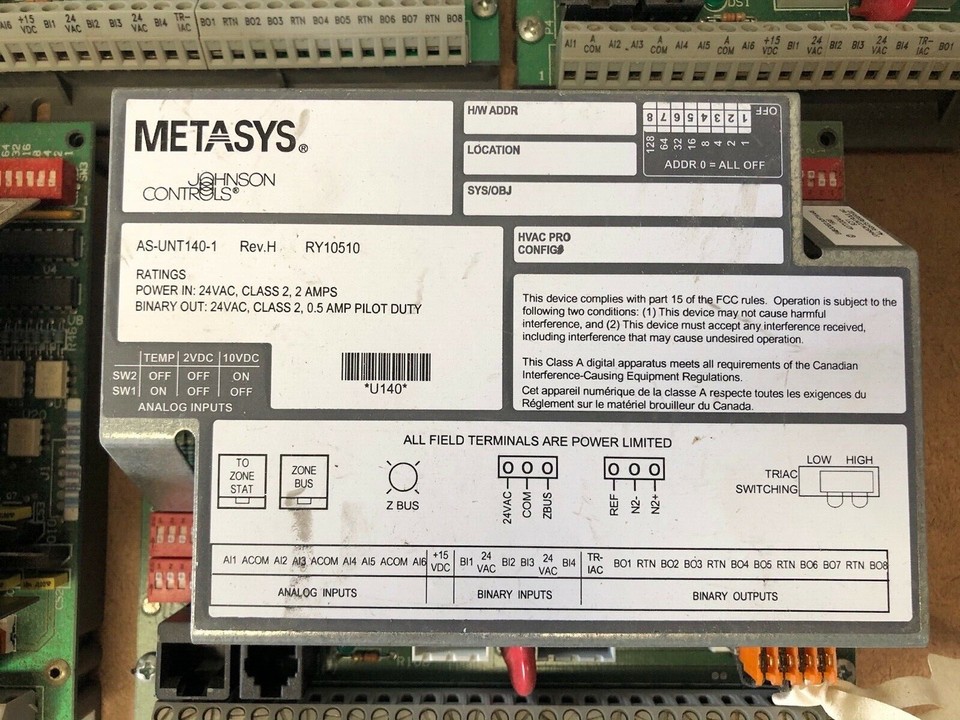 JOHNSON CONTROLS AS-UNT140-1 Unitary Controller | eBay