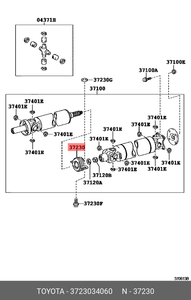 Toyota Genuine Tundra 2WD Drive Shaft Center Support Bearing 37230 ...