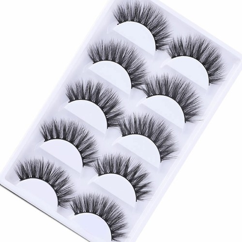 5Pair 3D Mink False Eyelashes Wispy Cross Long Thick Soft Fake Eye ...