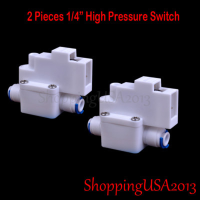 2 Pcs 1/4"-1/4" High Pressure Switch Push In Quick Connect RO Water ...