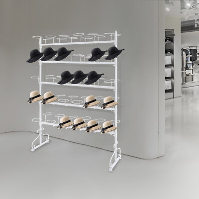 5 Tiers Hat Cap Display Retail Hat Cap Rack Metal Stand Floor Hat ...
