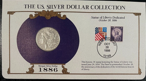 1886 Morgan Silver Dollar US Postal Commemorative Stamp Set Rare 3/32c ...
