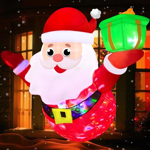 4FT Christmas Inflatable Santa Claus Broke Out from Window, red, white ...