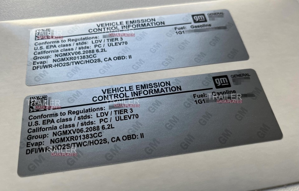 GM Vehicle Emission Control Information Decal Permanent Sticker ID Tag ...