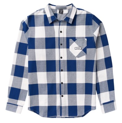 Neff Porter Flannel Plaid Long Sleeve Shirt, Men's Medium, Pink / Navy ...