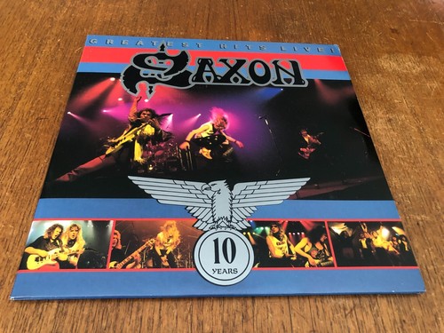 SAXON Greatest Hits Live 2-LP Gatefold Vinyl.1990 UK 1st Press w/Order ...