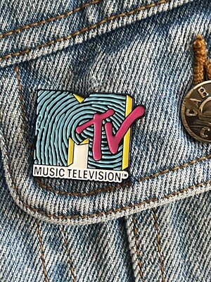 MTV Retro Logo - Blue, Yellow And Pink Enamel Pin | eBay