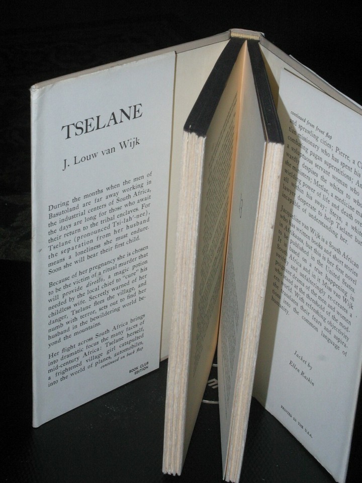 Tselane Book By J. Louw Van Wijk Vintage 1961 Hardback with Dust Jacket ...
