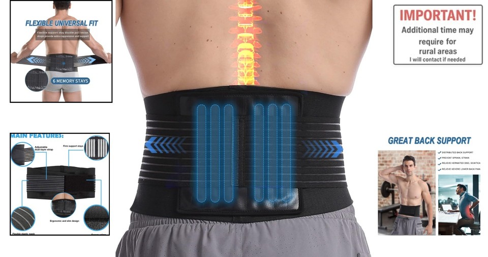 XX-Large Back Brace for Pain Relief & Support - Adjustable Lumbar Belt ...