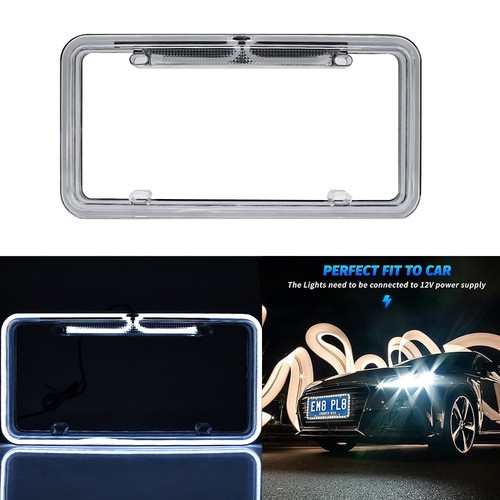 12V Universal White Neon Lamp Tube LED License Plate Frame Light Front ...