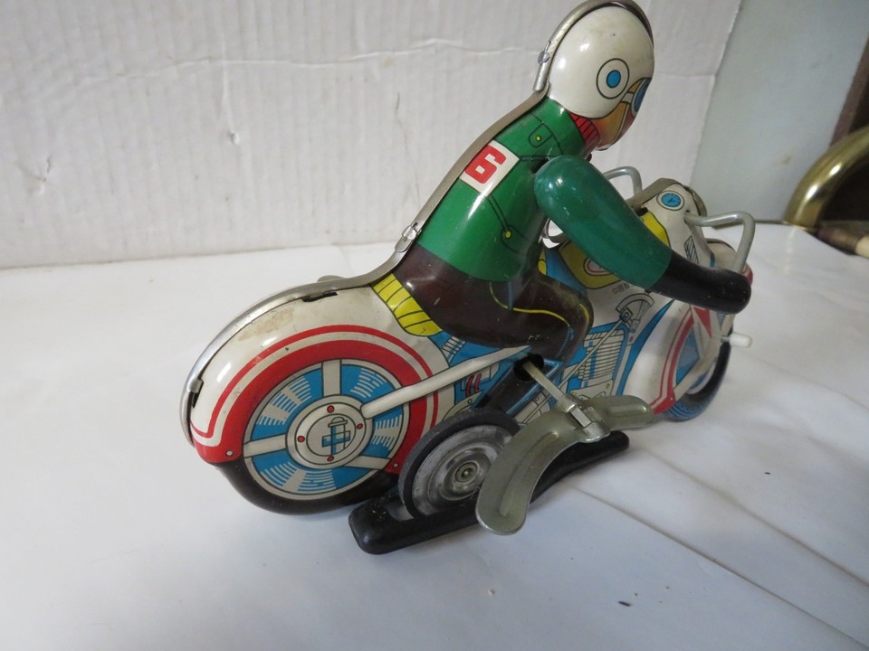 VINTAGE TIN LITHO WIND UP TOY / MOTORCYCLE & RIDER / MS-702 | eBay