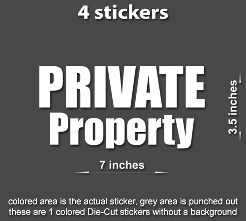 4x Private Property Decal Sticker home, door, window, laptop, office ...
