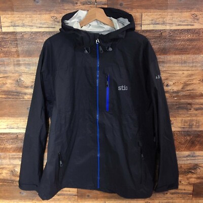 Stio Mens Hoodie Jacket Size L Full Zip Windbreaker Bluish Black | eBay