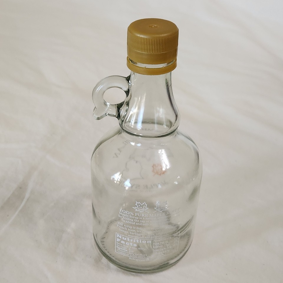Pure Michigan Maple Syrup Clear Glass Bottle Loop Handle Cap Empty 8 ...