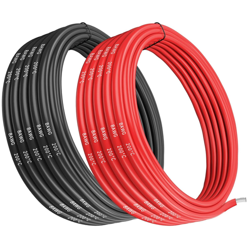 Filo in Silicone 8 Gauge 8 AWG 8,37 Mm Cavo Elettrico 6 M, 3 M Nero E 3 ...