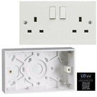 2 Gang 13A Double Socket Switched White & Pattress, Dry Lining or Metal ...