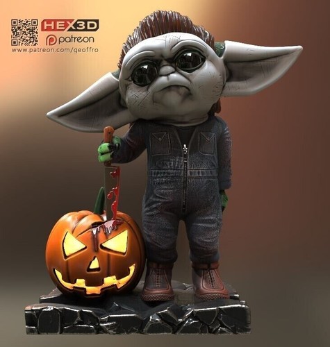 Michael Myers Grogu mashup w/4 Pumpkins figure Model Kit 6.5 in hex3d Resin | eBay