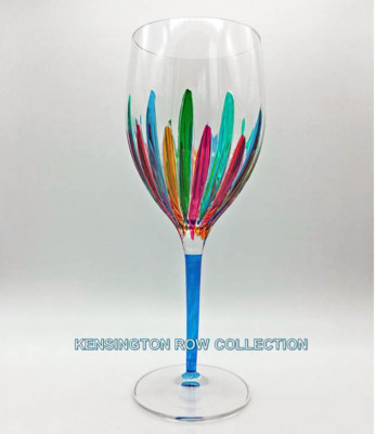 RAVENNA WINE GLASS - TURQUOISE STEM - HAND PAINTED VENETIAN GLASSWARE ...