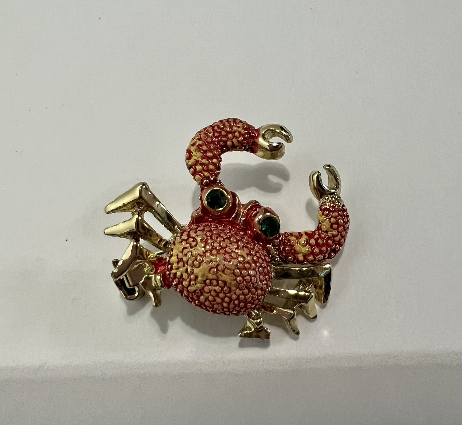 Vintage Enamel Rhinestone Crab Pin Articulated Movabl… - Gem