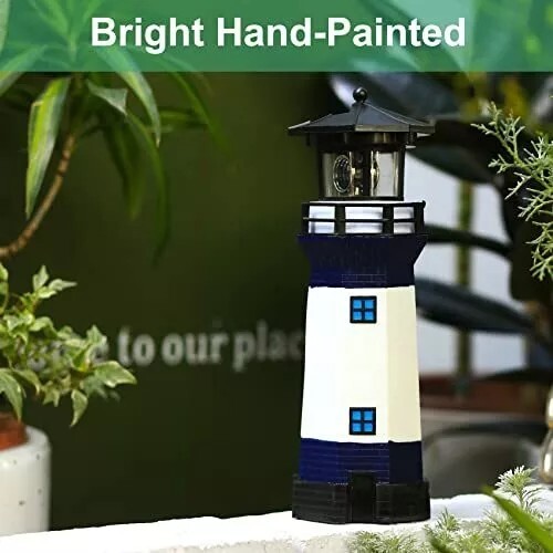 Lighthouse With Rotating Beacon Led Lights Solar Lighthouse Lamp ...