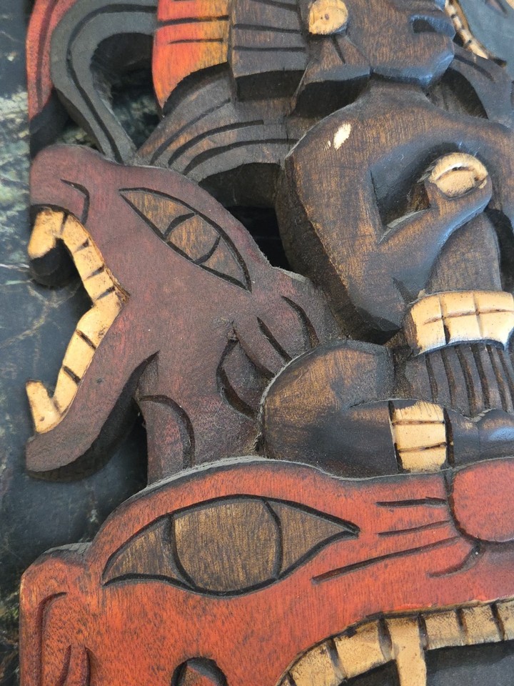 Wood Hand Carved Mayan AZTEC Warrior Face Mask Wall Decor | eBay