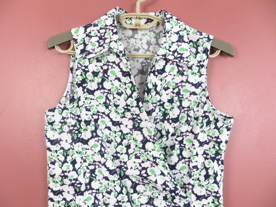 TB13744- TALBOTS Women Cotton Sleeveless Wrap Style Blouse Multicolor ...