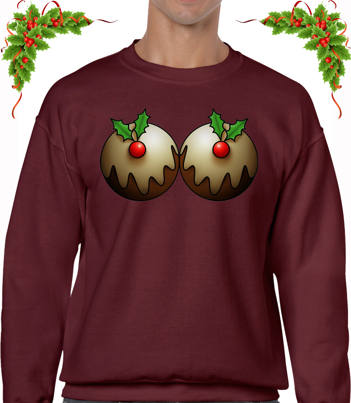 CHRISTMAS PUDDING BOOBS JUMPER SWEATER FUNNY XMAS RUDE COOL JOKE DESIGN ...
