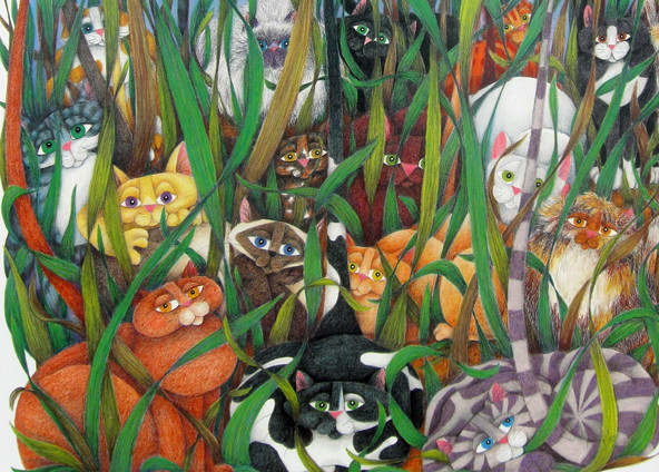 JS Perry, "Among Cattails", 20"h x 16"w image, available signed ...