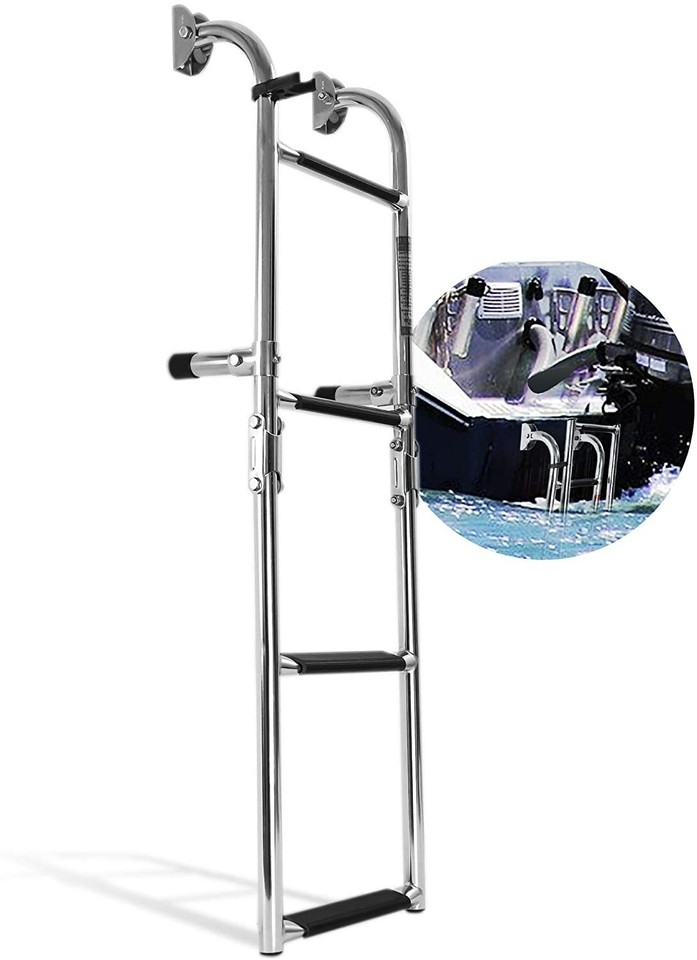 2/3/4 Step Boat Ladder Stainless Steel Heavy Duty Sliding Ladder ...