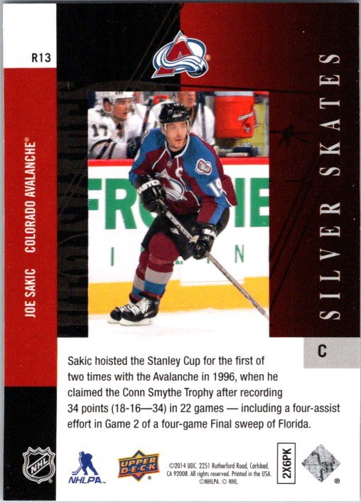 2013 UD SP Authentic Retro Silver Skates #R13 Joe Sakic HOF - FREE ...