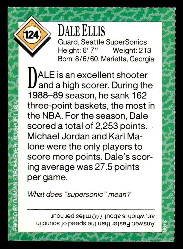 Dale Ellis 1990 Sports Illustrated for Kids #124 Seattle SuperSonics | eBay