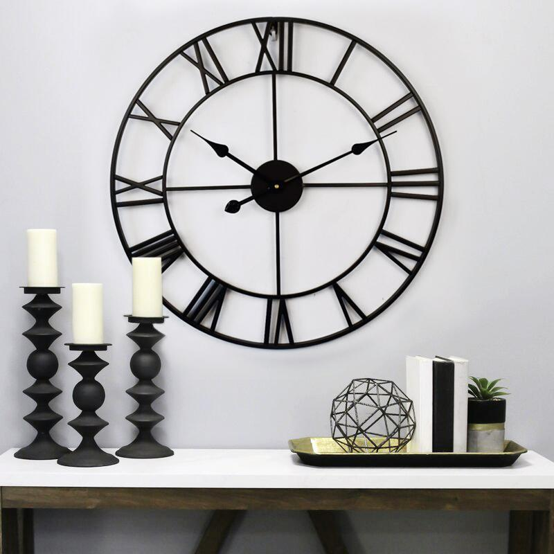 GARDEN ROMAN WALL CLOCK LARGE INDOOR OUTDOOR NUMERALS GIANT OPEN FACE ...