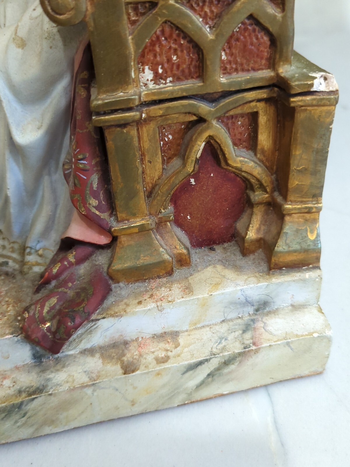 Vtg Antique Spain Religt Painted Gilt Statue Jesus Christ Sacred Wooden ...