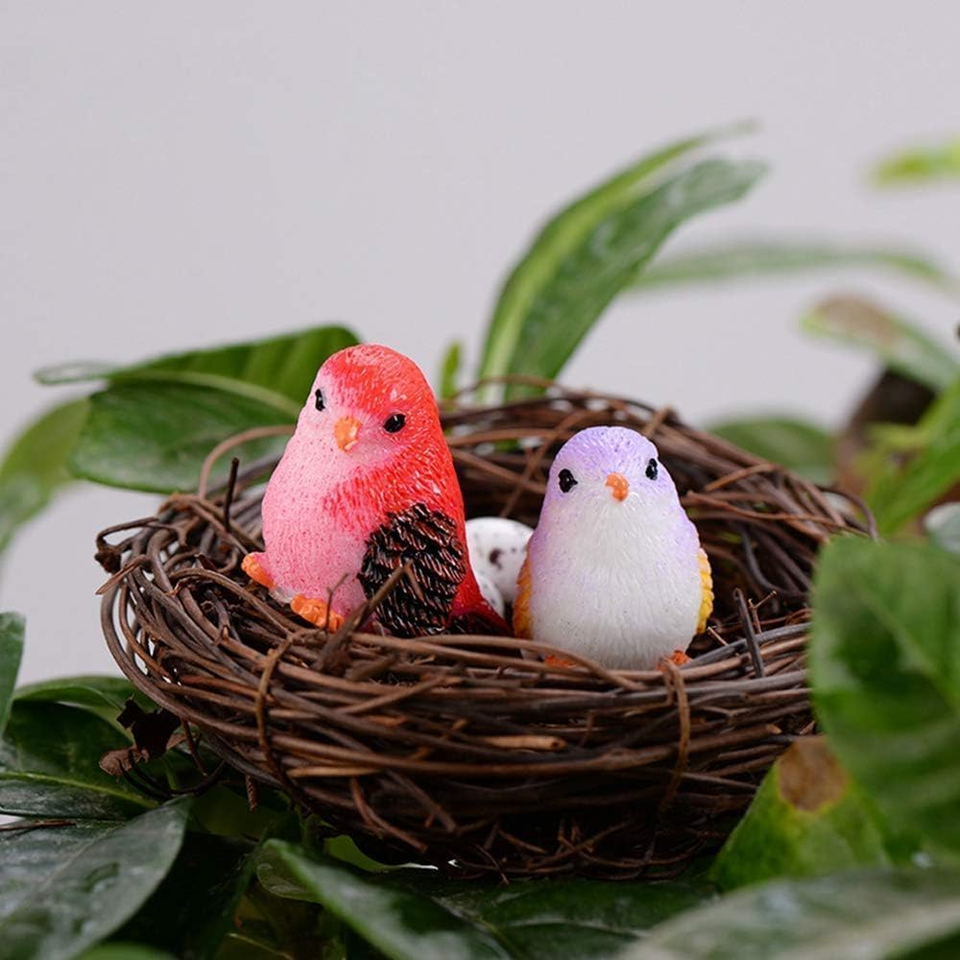 4Pcs Blue Miniature Figurines, Mini Resin Birds, Fairy Garden ...