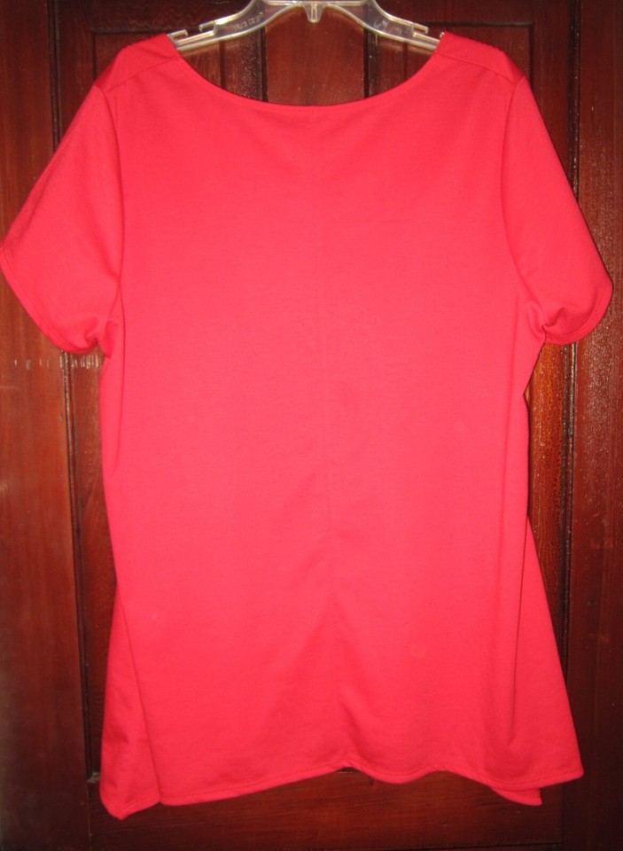 Bleeker & McDougal Plus 1X Knit Top Tunic Shirt Blouse Beaded Stars Red ...