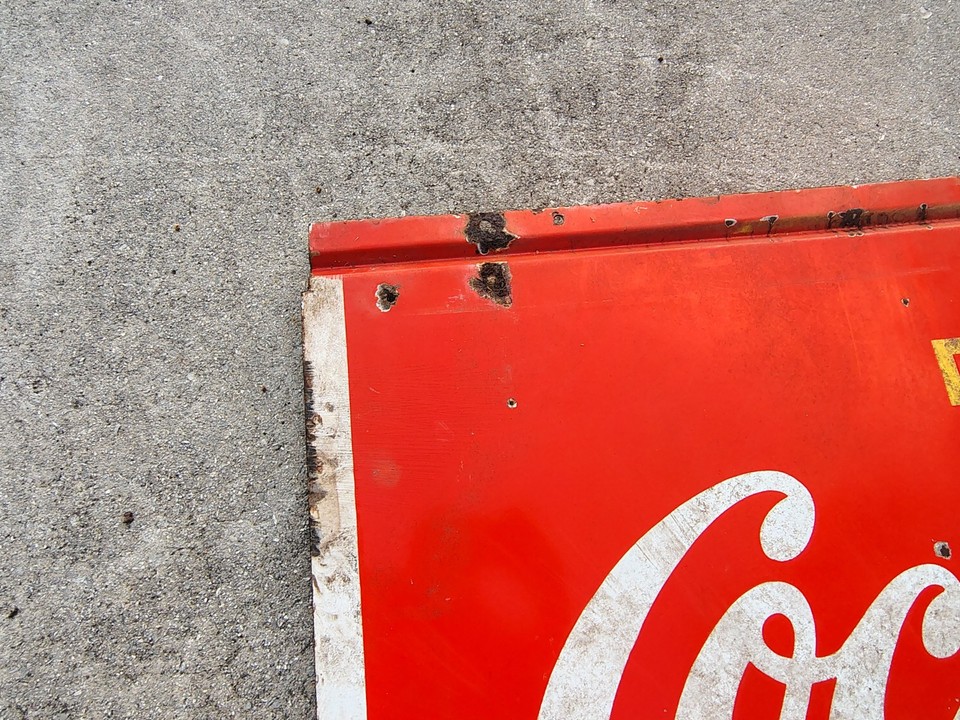 Vintage 1940s–50s Coca-Cola Metal Sign 60” x 45” Porcelain Button ...