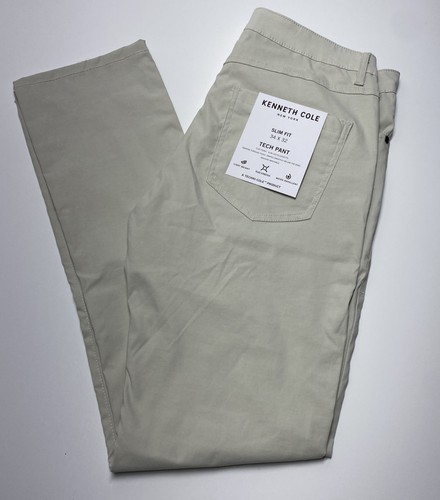 Kenneth Cole Tech Pants Mens 4way Stretch Golf Slim Fit Birch Beige Sz ...