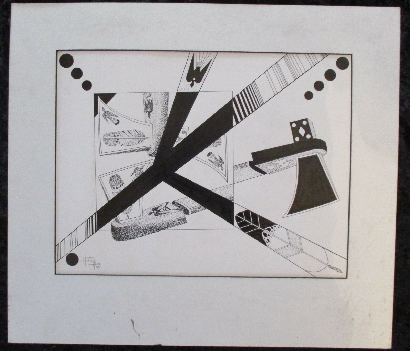 Vintage Original Ink & Pen Drawing by Kiowa | Grelly USA