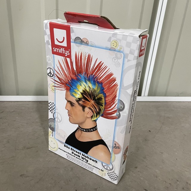 80s 1980s 80's Street Punk Rainbow Mohawk Mohican Fancy Dress Wig by ...