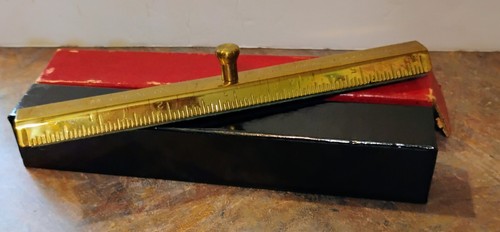VINTAGE Desktop 6" BRASS RULER / PAPERWEIGHT / BLOTTER....BRICK CO ...