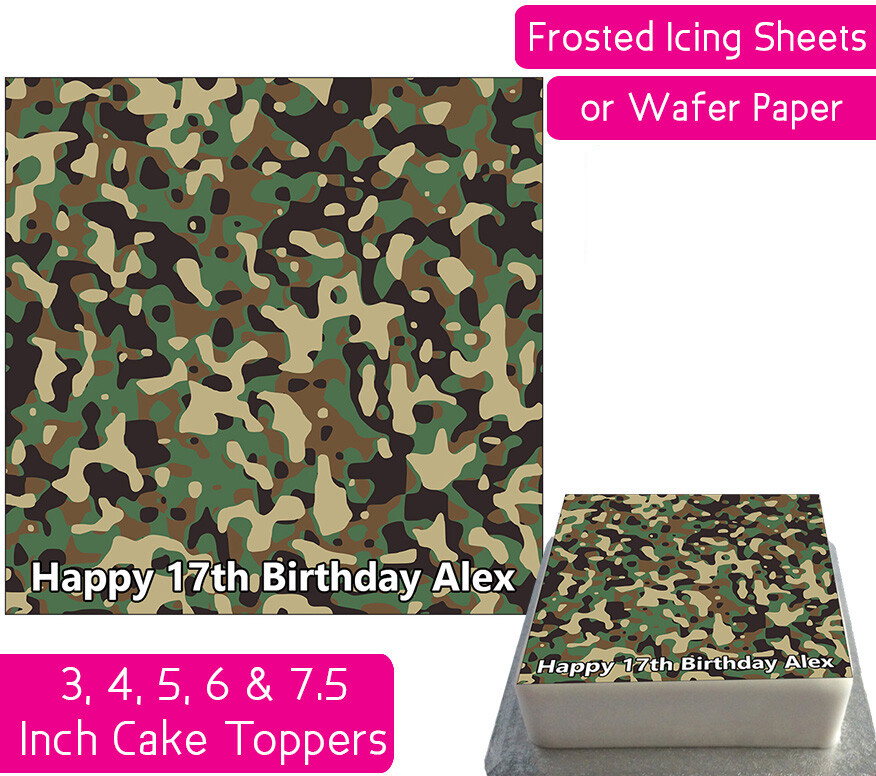 Woodland Camo Edible Cake Image Topper 14 Sheet Hello 40 Rose Gold