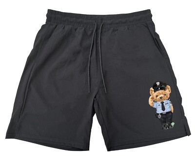 Mens Policeman Bear F155 Black Athletic Running Shorts Police Officer ...