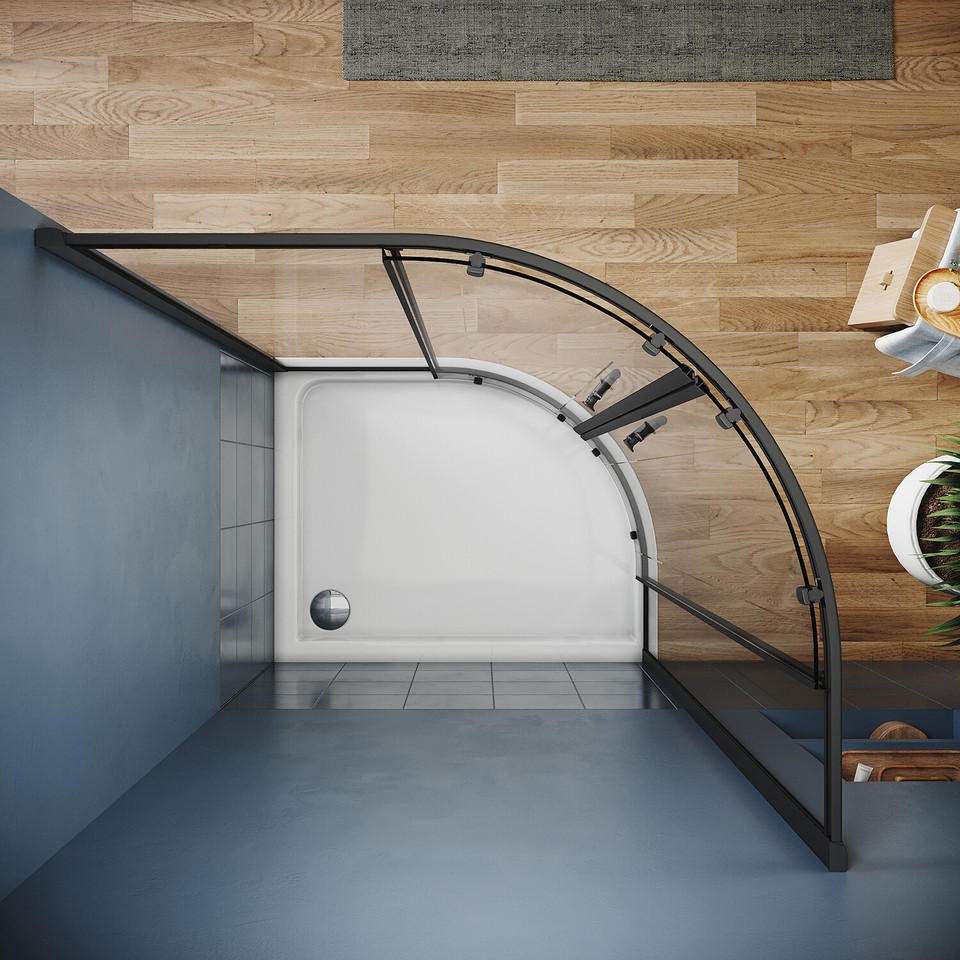 Black Frame Quadrant Shower Enclosure And Tray 800-1200mm Wet Room ...