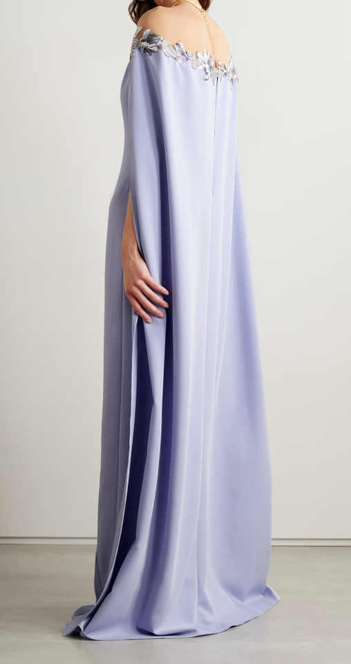 $995 NEW Marchesa Notte Illusion Cape Effect Crepe Gown Lilac Sequins 0 ...