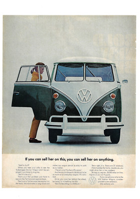 Volkswagen Bus Print Ad Car Advertising Van Station Wagon Vintage 1960s ...