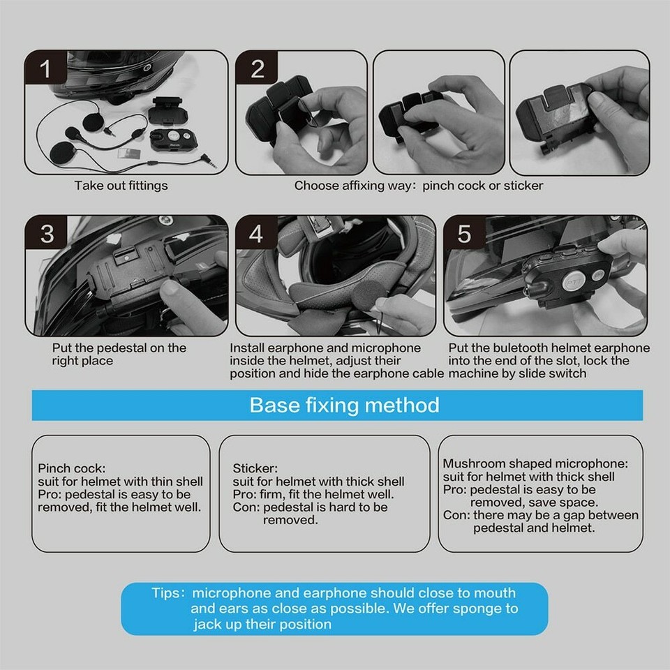 Handsfree Bluetooth PTT HB880 for Walkie Talkie Motorcycle Headset ...