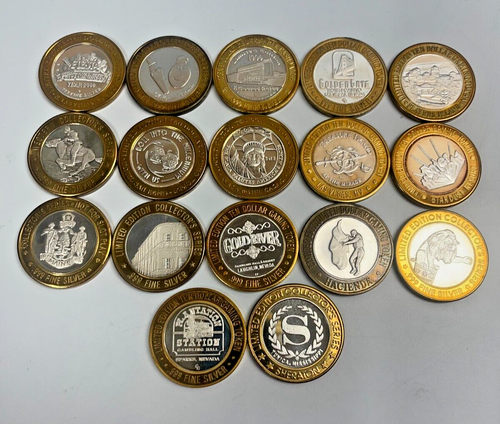 Lot of 17 Limited Edition $10 Ten Dollar .999 Fine Silver Casino Gaming ...